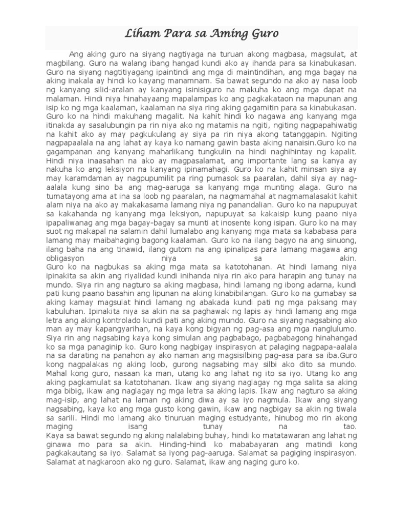 Liham para Sa Aming Guro | PDF