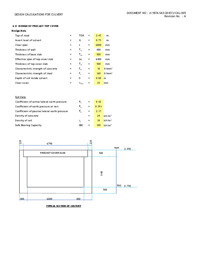 Design of Culvert - Excel Sheet | PDF | Architectural Elements ...