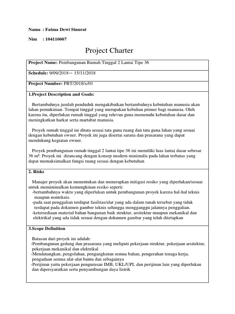 Project Charter Fatma | PDF | Teknologi & Rekayasa