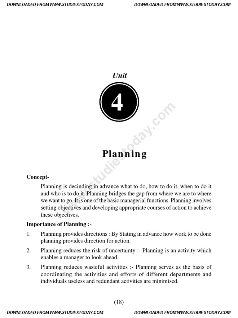 CBSE Class XII Business Studies - Planning Notes 2 | PDF | Policy ...