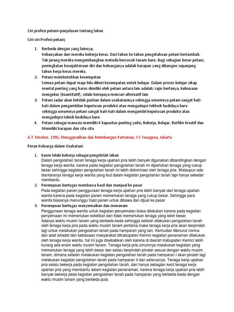 Ciri Profesi Petani | PDF