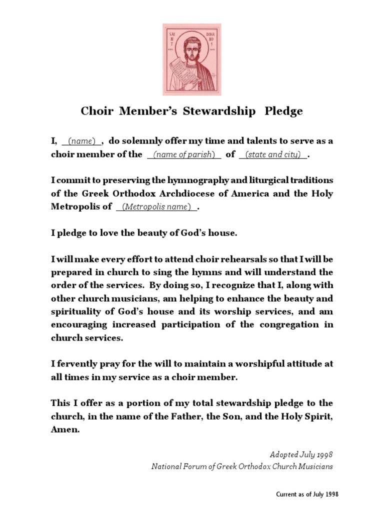 Choir Member Stewardship Pledge | PDF