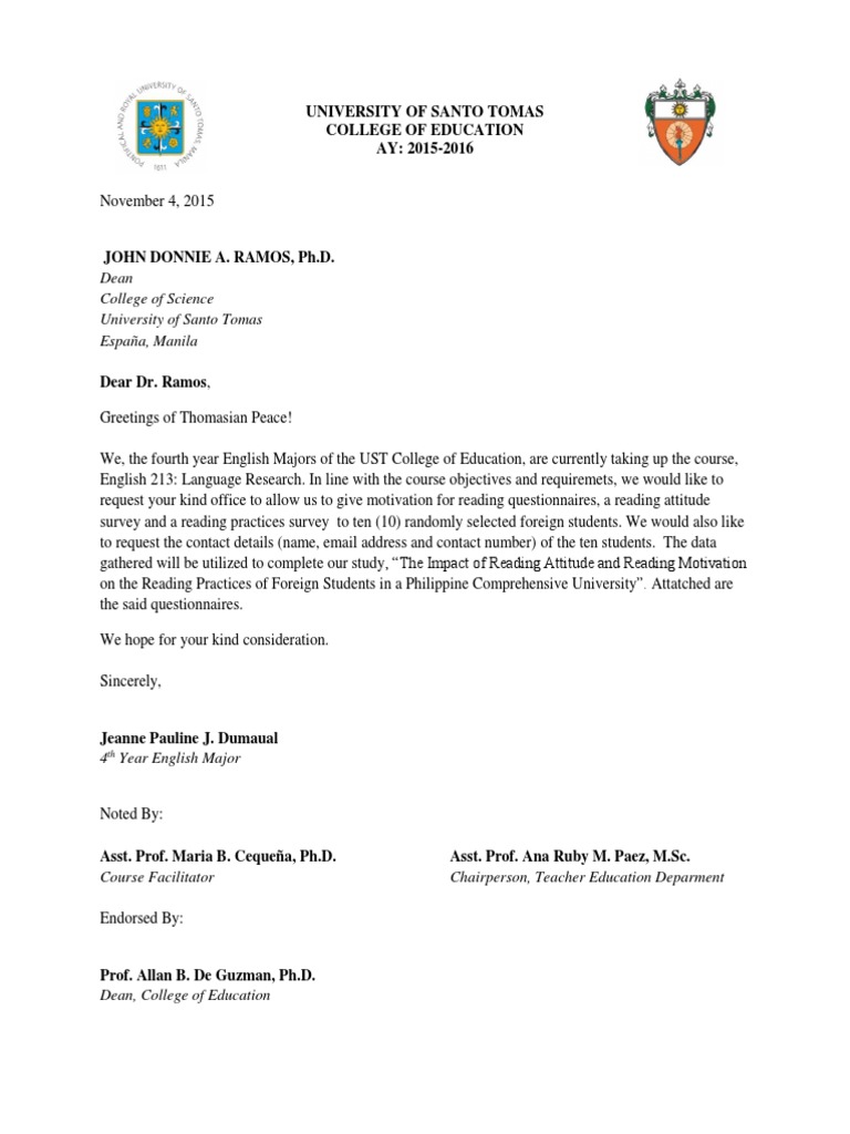 University of Santo Tomas College of Education AY: 2015-2016 | PDF