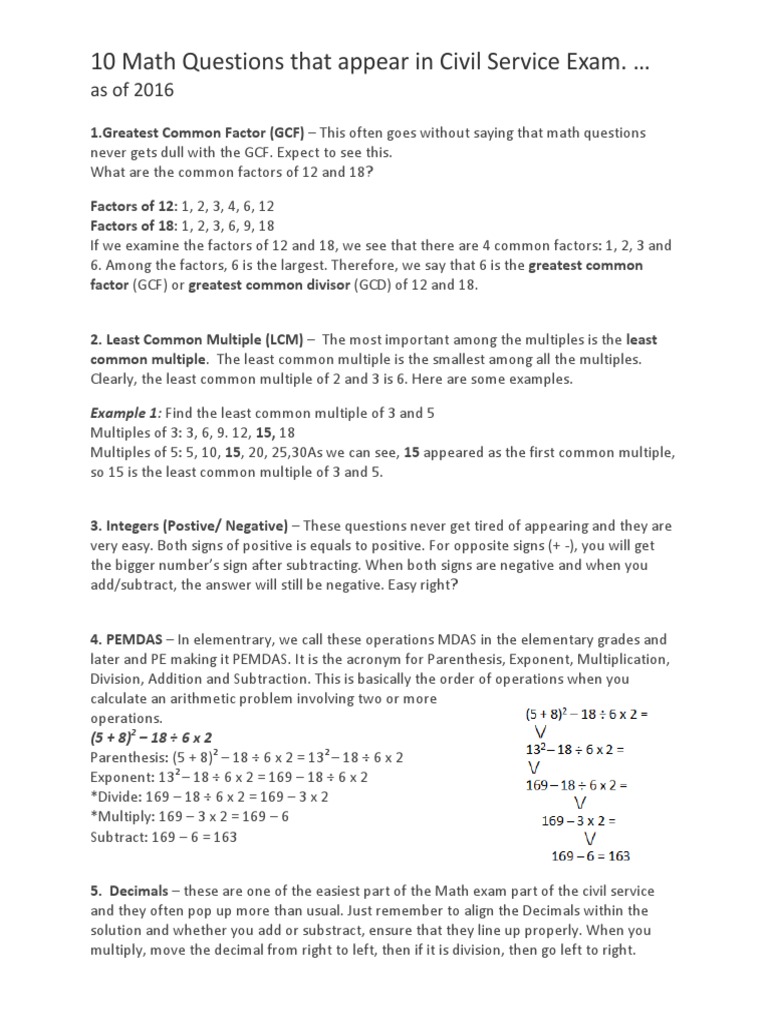 10 Math Questions That Appear in | PDF | Fraction (Mathematics) | Pi