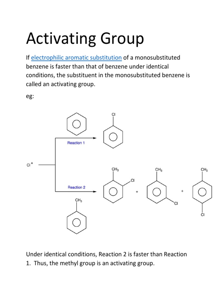 Activating Group: Electrophilic Aromatic Substitution | PDF