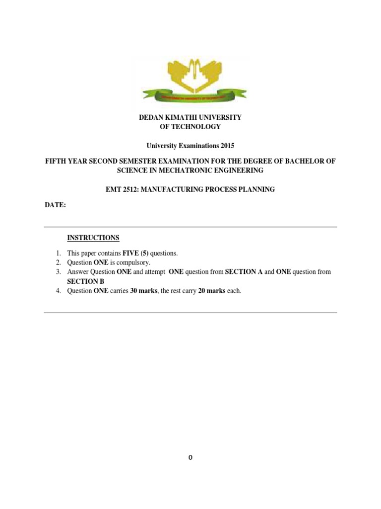 Manufacturing Process Planning Exam | PDF | Machining | Conceptual Model