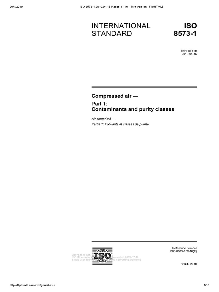 ISO 8573-1 Nuevo para Aire | PDF