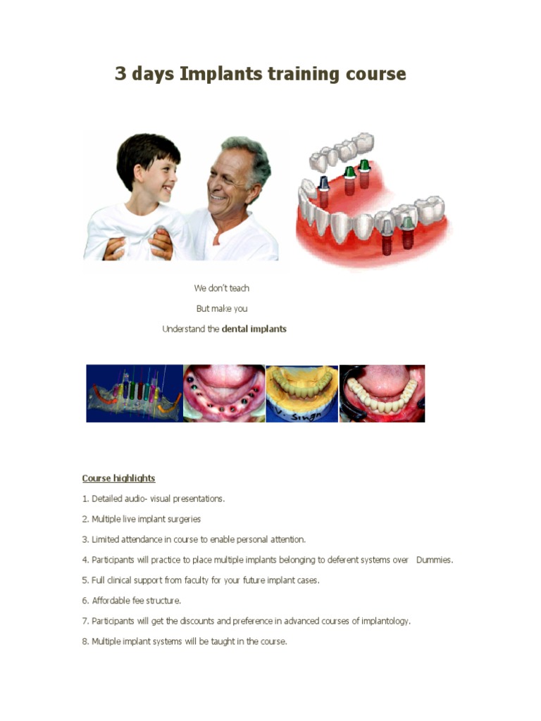 Dental Implants Training Course | PDF | Dental Implant | Dentistry