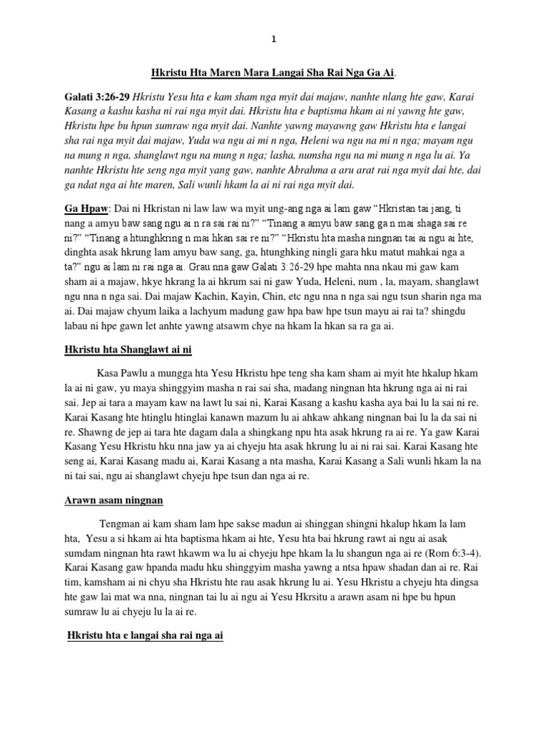 Hkristu Hta Maren Mara Langai Sha Rai Nga Ga Ai | PDF