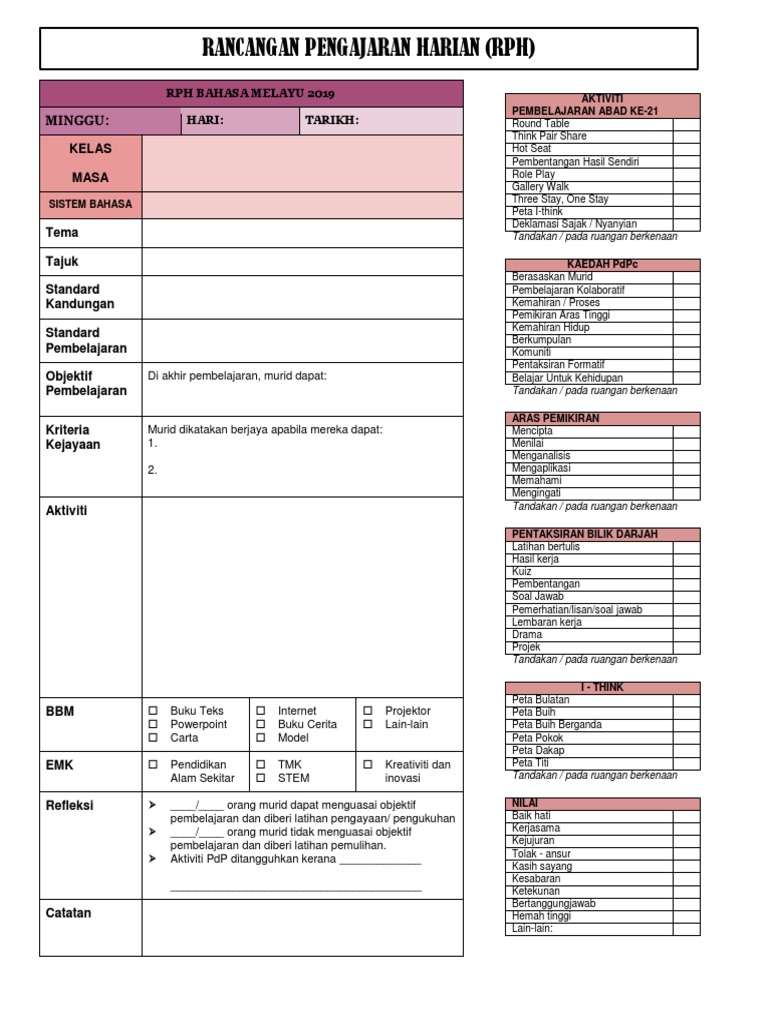 Template RPH 2019 | PDF