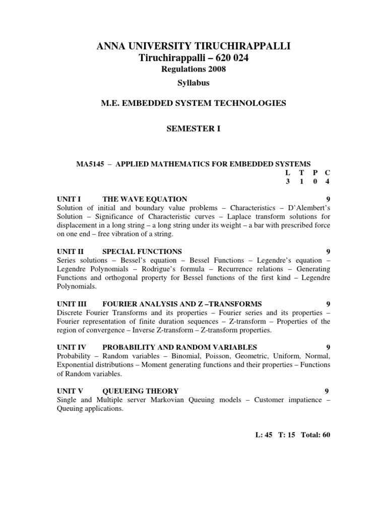 R 2008 M.E. Embedded System Tech Syllabus | PDF | Arm Architecture ...