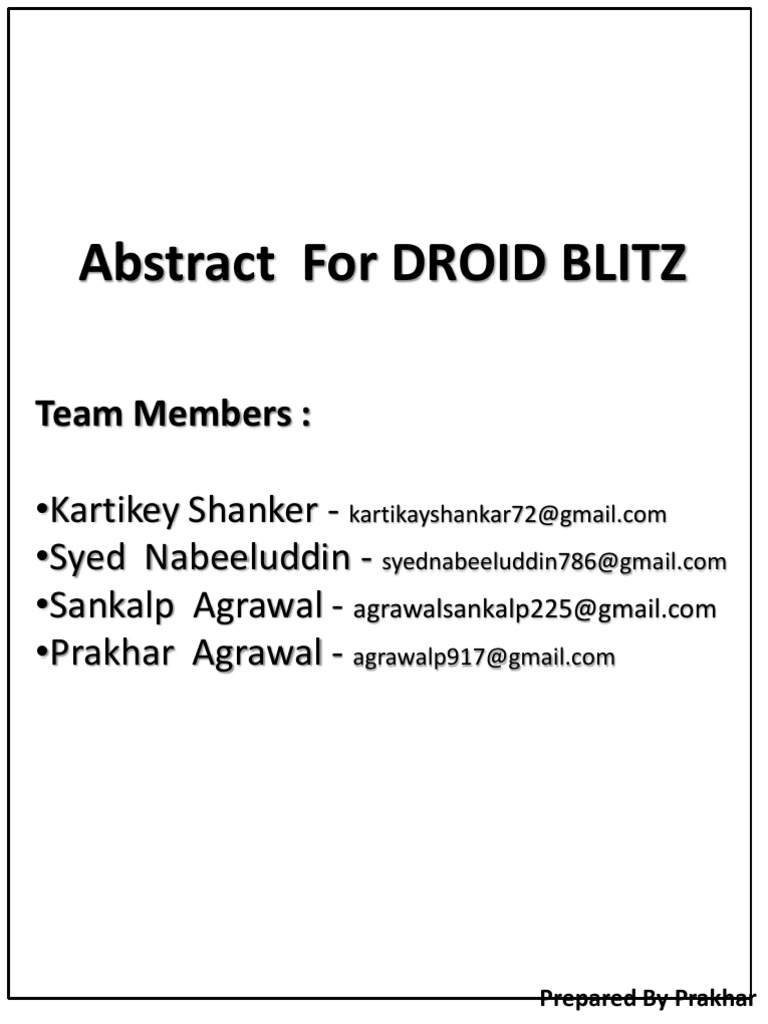 Abstract For DROID BLITZ: Team Members | PDF | Propeller | Buoyancy
