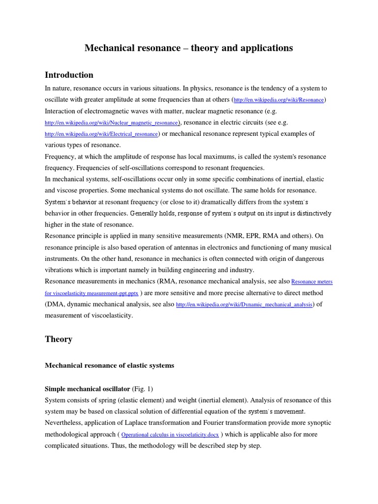 Mechanical Resonance | PDF | Resonance | Waves