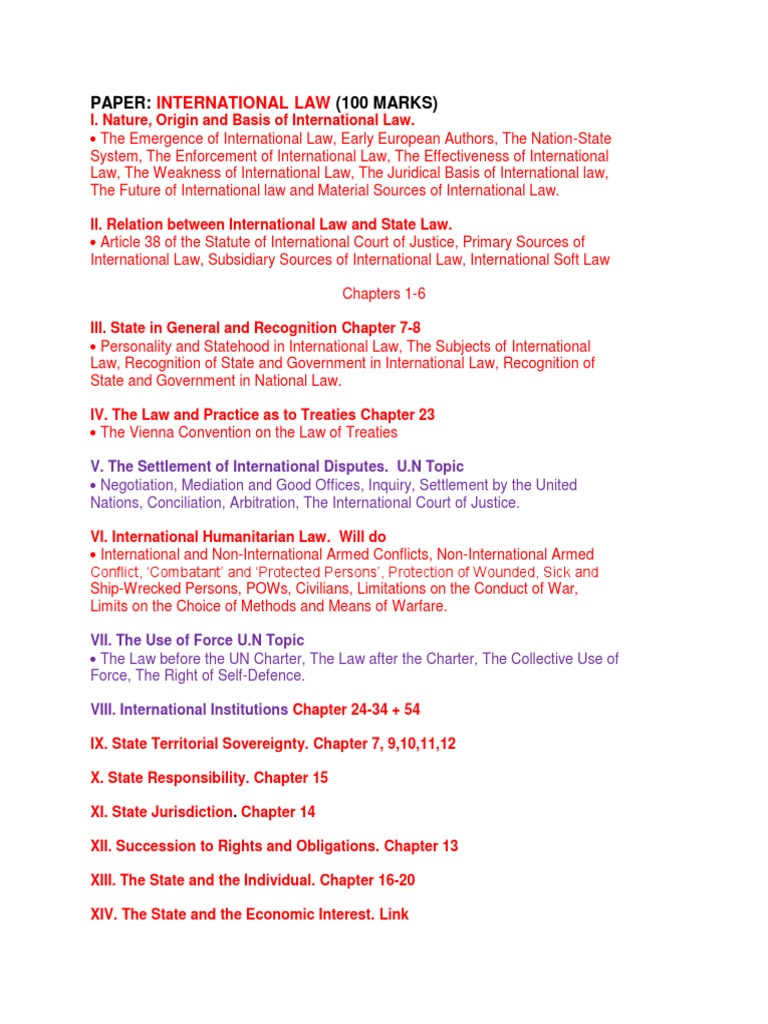 International Law Study Plan | PDF