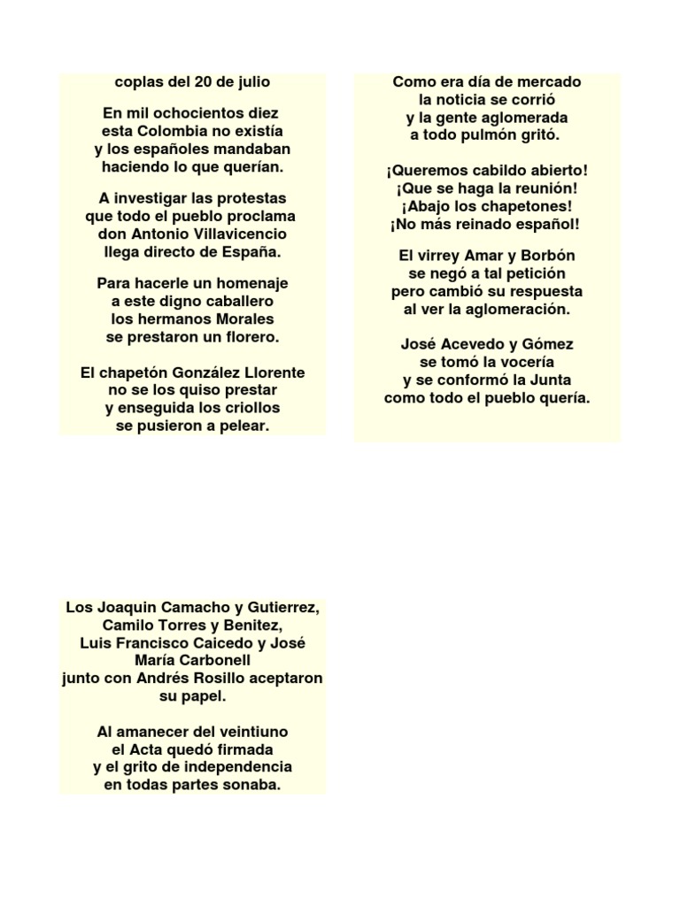 Coplas Del 20 de Julio | PDF | Historia