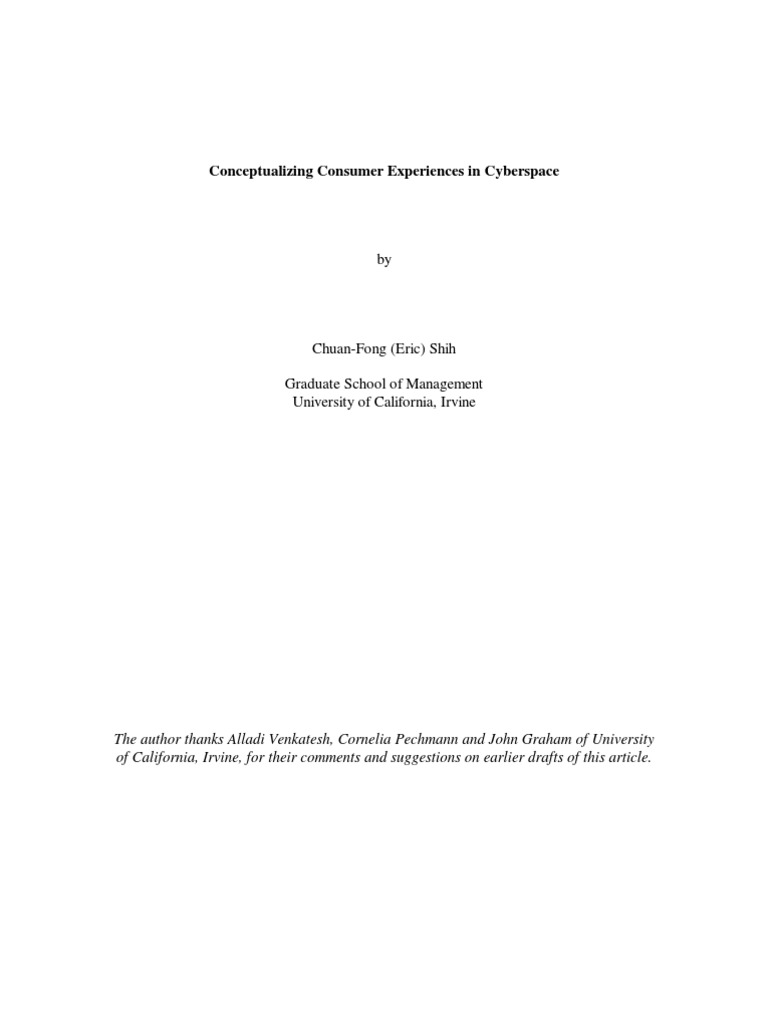 Conceptualizing Consumer Experiences in Cyberspace | PDF | Cyberspace ...