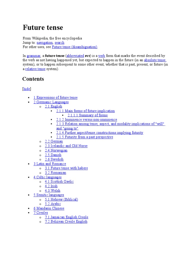 Future Tense | PDF | Perfect (Grammar) | Grammatical Tense