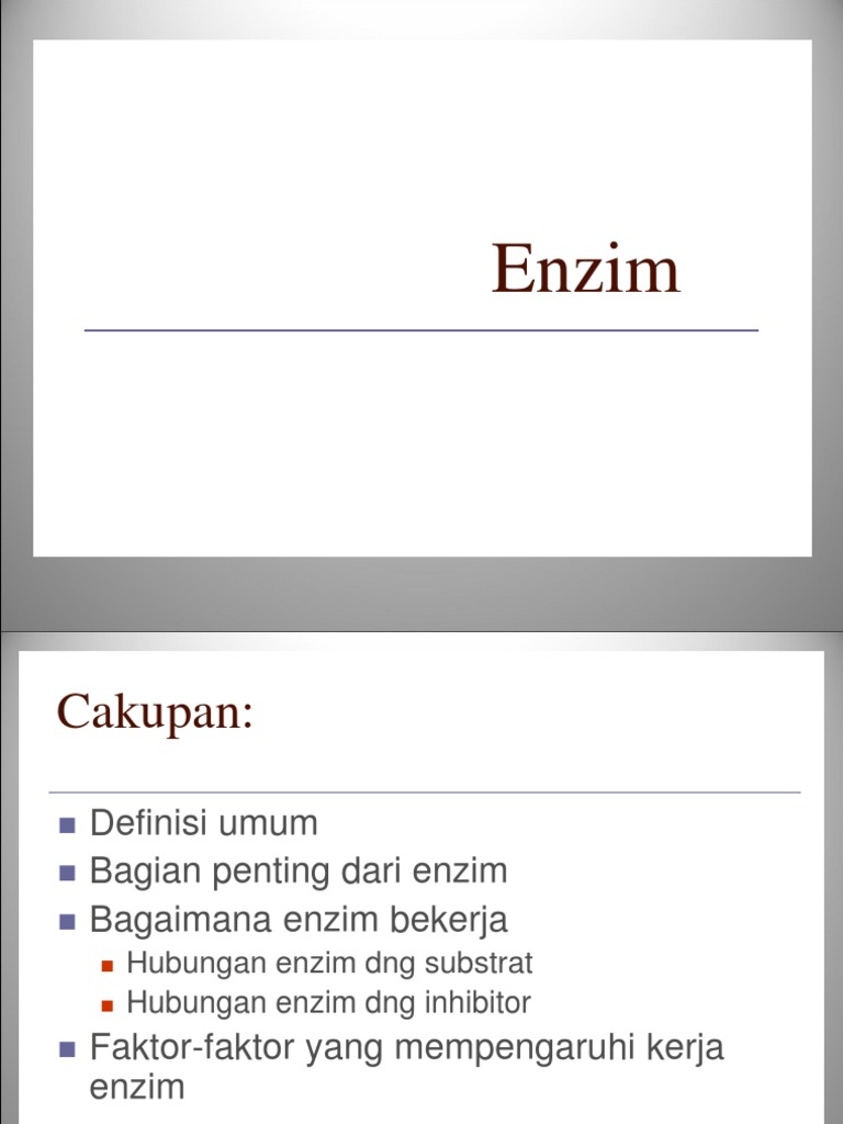 Enzim (PPT) 1 | PDF | Kesehatan Holistik | Teknologi & Rekayasa
