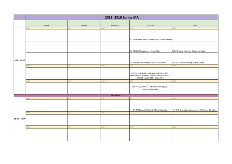 2018-2019 Spring Semester MA Courses | PDF