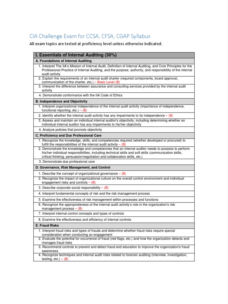 CIA Challenge Exam Syllabus | PDF | Internal Audit | Computer Security