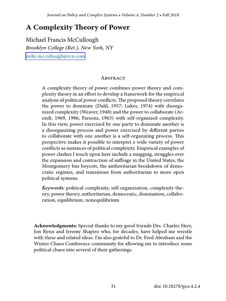 A Complexity Theory of Power | PDF | Complexity | Entropy