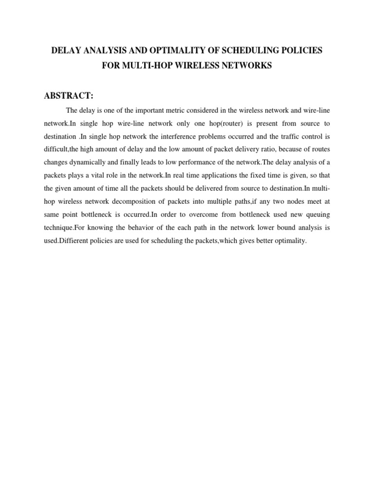 Delay Analysis and Optimality of Scheduling Policies For Multi-Hop Wireless Networks | PDF ...