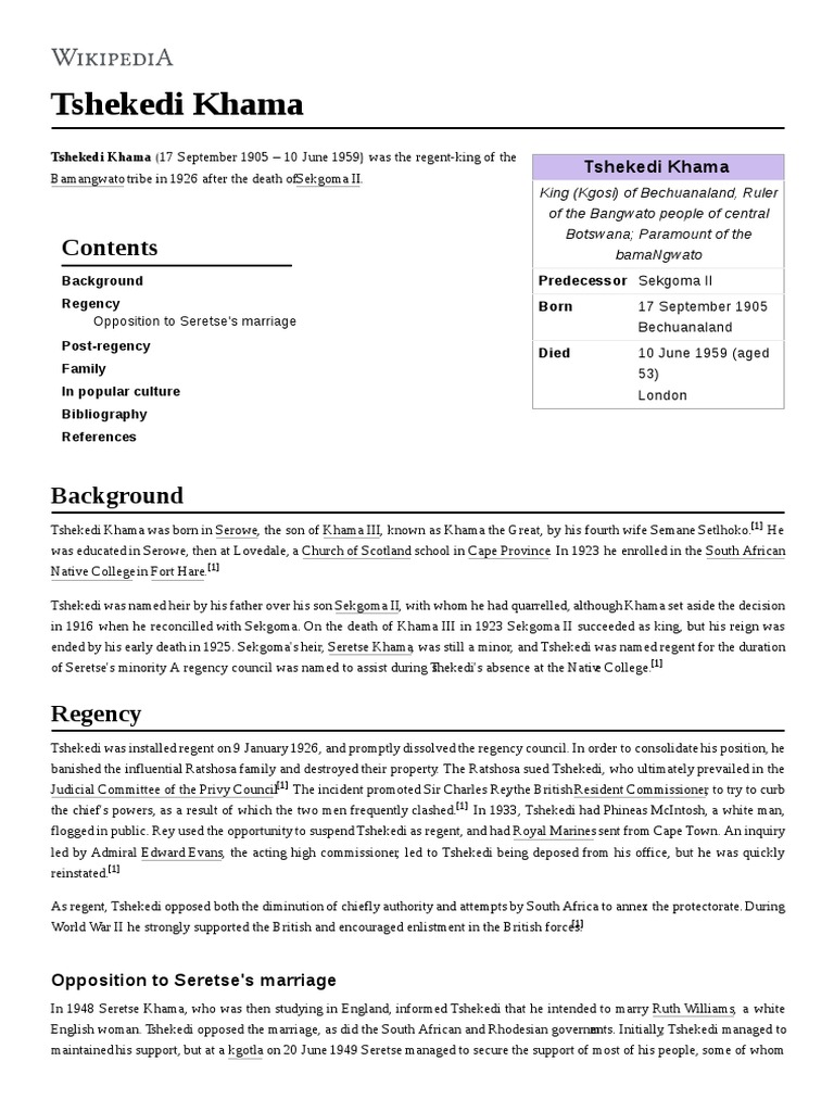 Tshekedi Khama | PDF