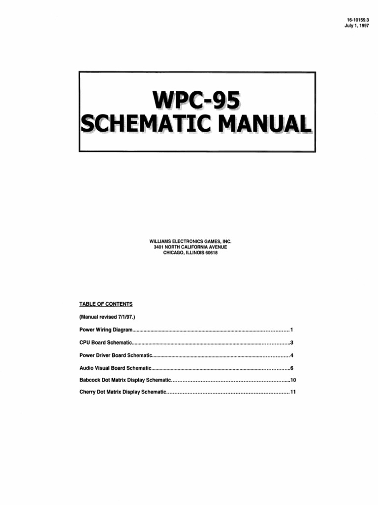 Williams WPC-95 Schematics Manual PDF | PDF