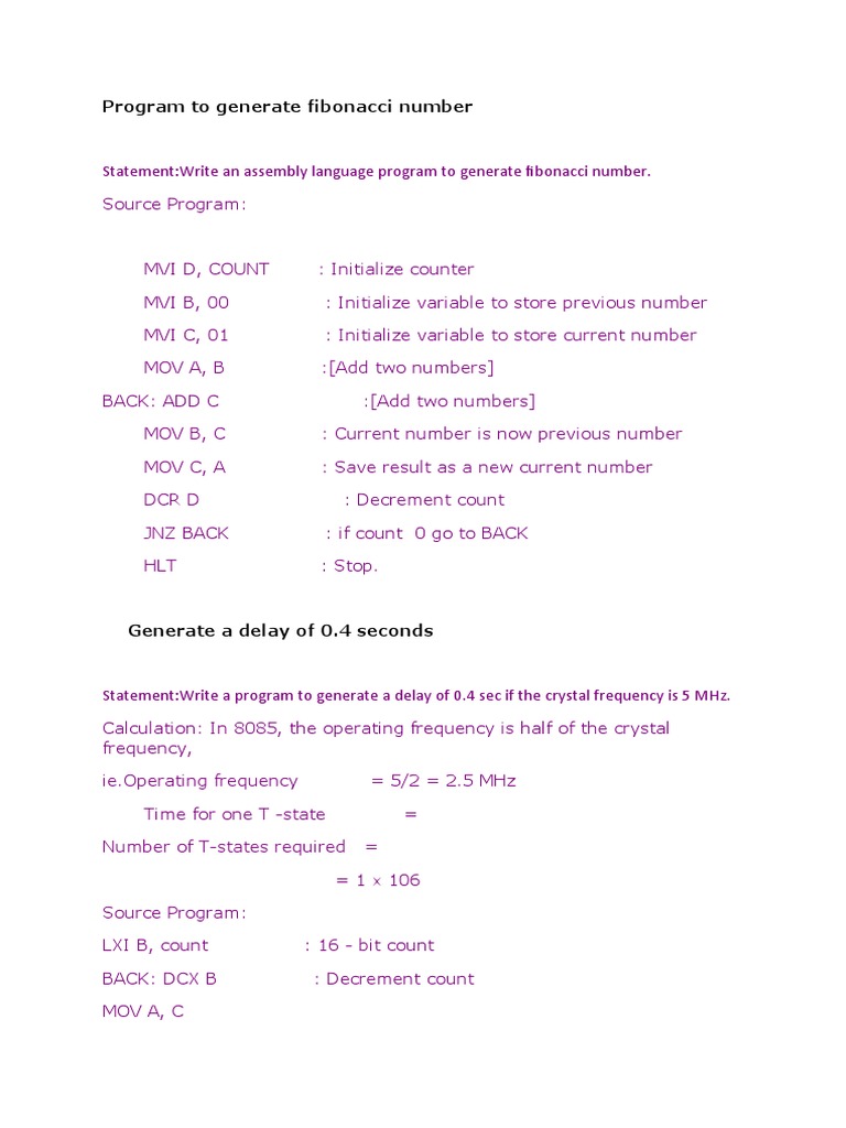 Program To Generate Fibonacci Number | PDF | Binary Coded Decimal ...