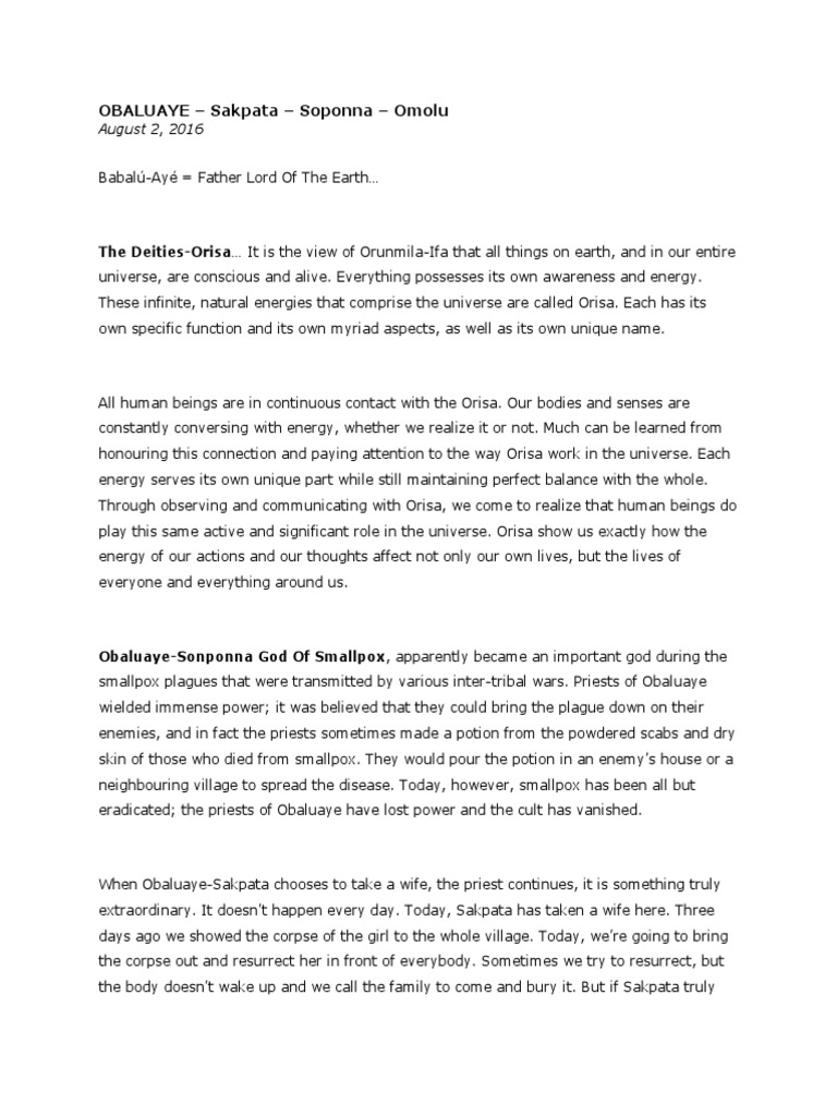 Obaluaye | PDF | Art | Religion & Spirituality