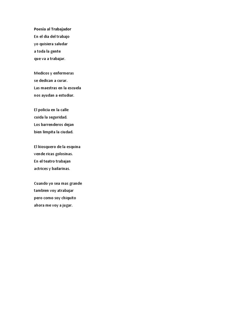 Poesia Al Trabajador
