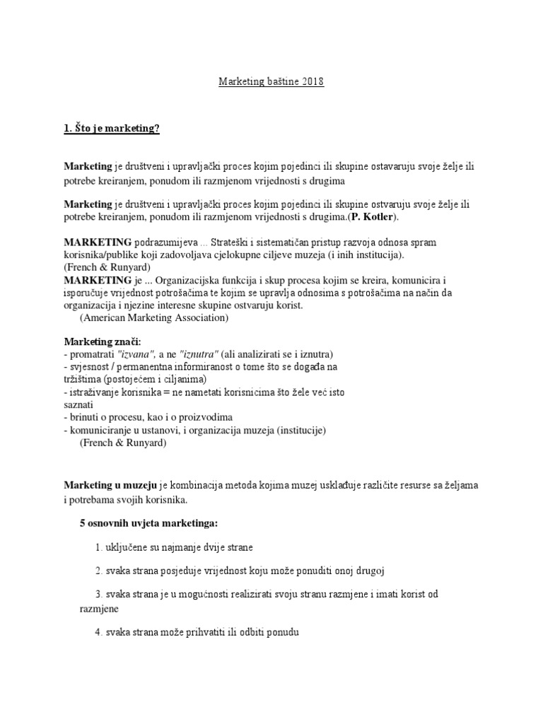 Marketing Baštine Skripta 2019 | PDF