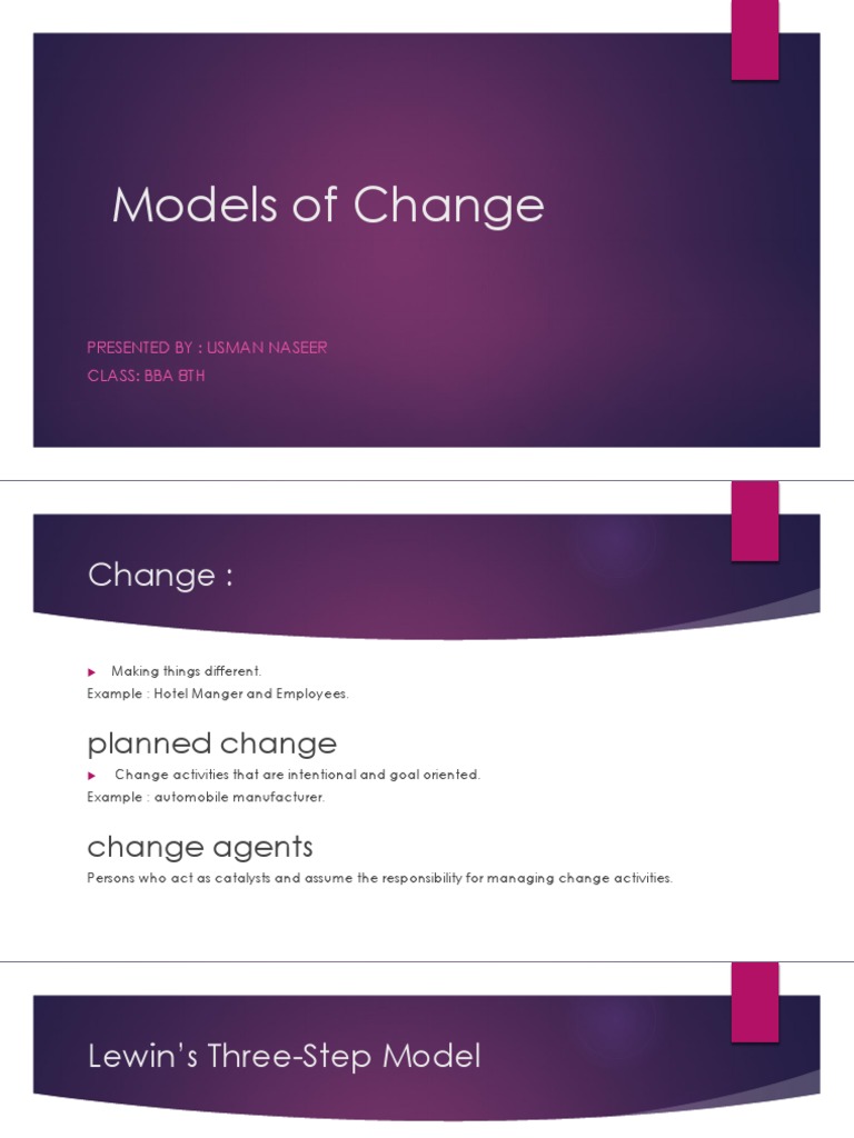 Models of Planned Organizational Change: Lewin's Three-Step Model ...
