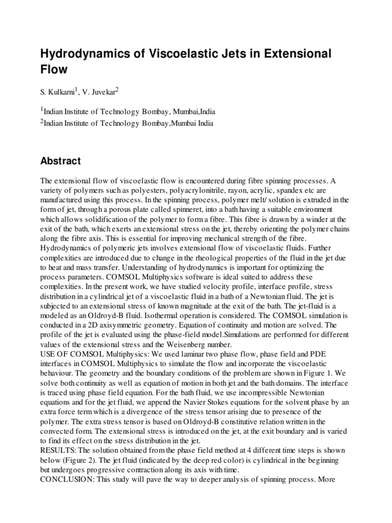 Hydrodynamics of Viscoelastic Jets in Extensional Flow | Download Free ...