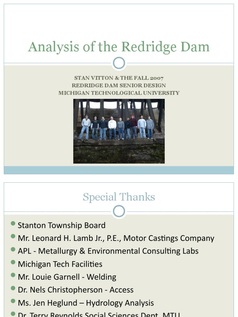 Redridge Dam Presentation | PDF | Dam | Concrete