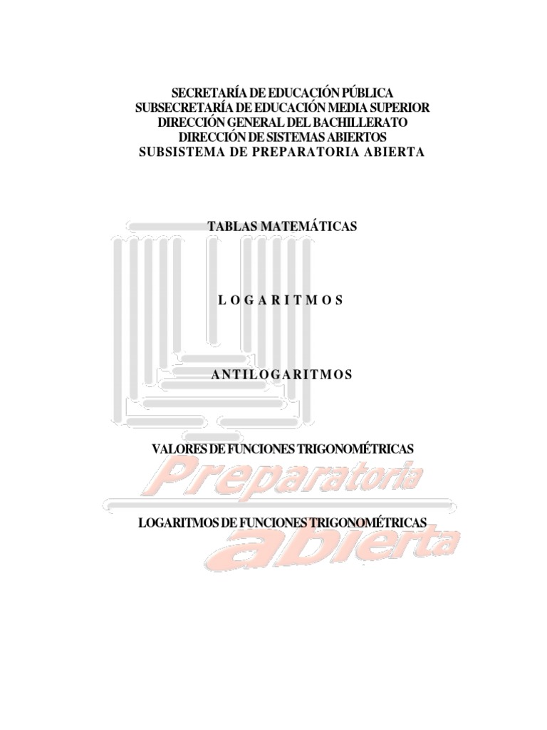 Tablas de Logaritmos y Antilogaritmos | PDF