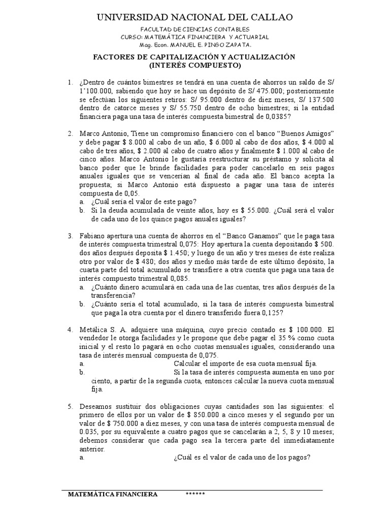 FSC y Fsa | PDF | Finanzas Matemáticas | Interés