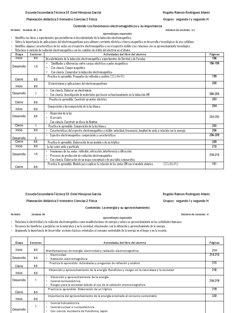 Planificación didáctica para el tercer trimestre de Ciencias de segundo ...