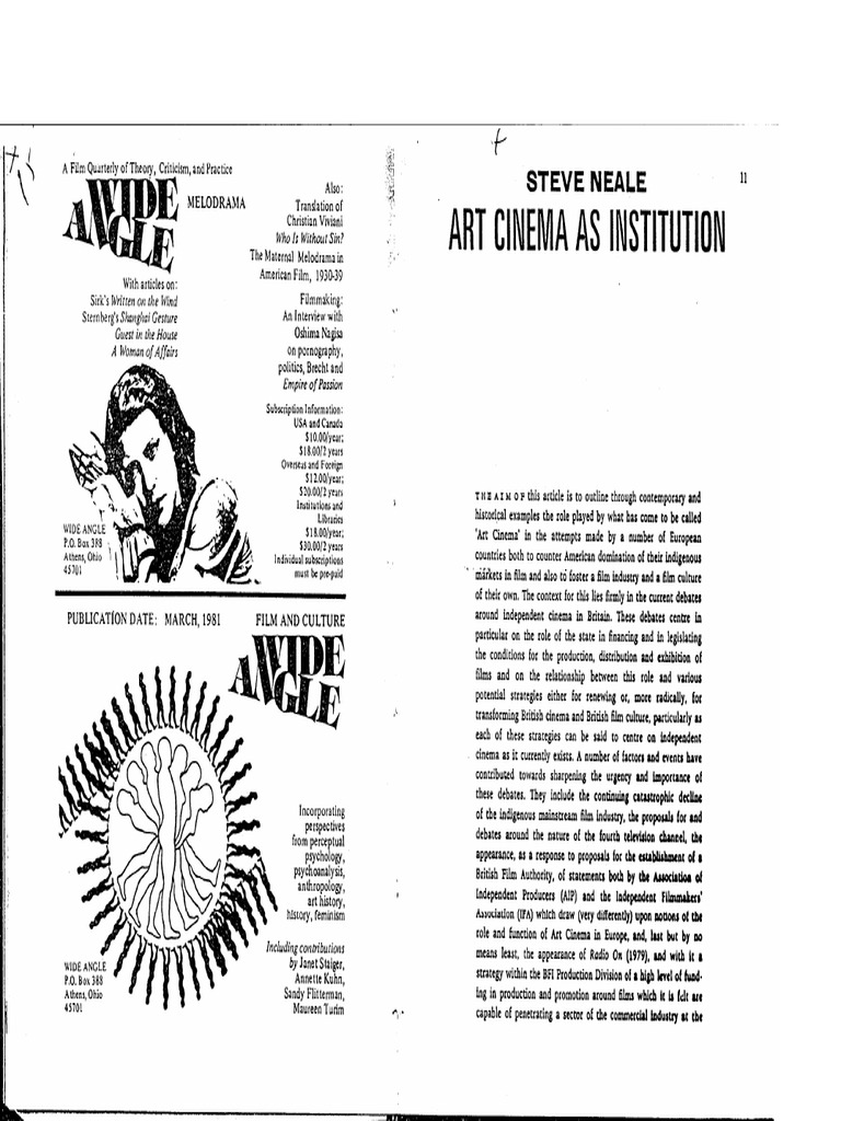 Steve Neale - Art Cinema As Institution | PDF