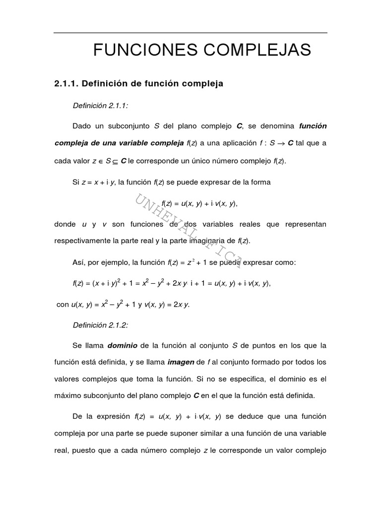 Definición de Función Compleja | PDF | Función (Matemáticas) | Logaritmo