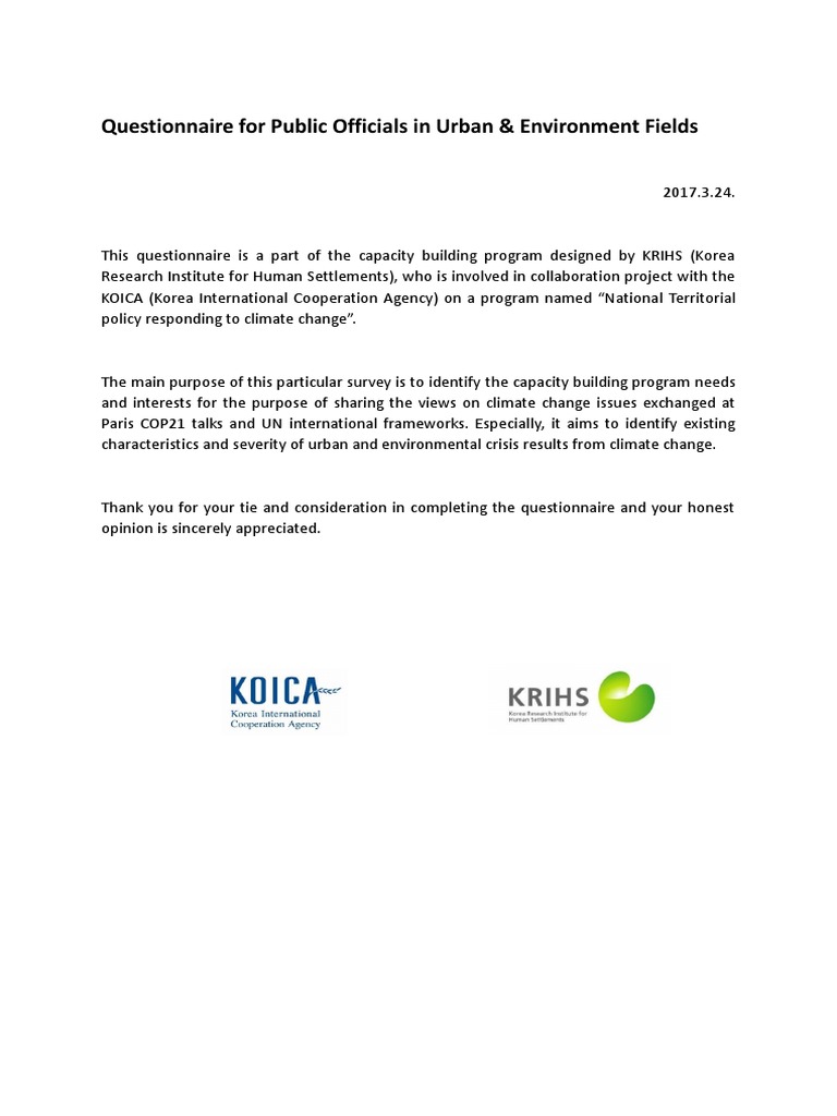 Climate Channge - Questionnaire SBO | PDF | Natural Environment | Economies