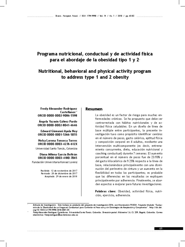 Programa Nutricional Conductual Sobre Actividad Fisica | PDF | Obesidad | Dieta