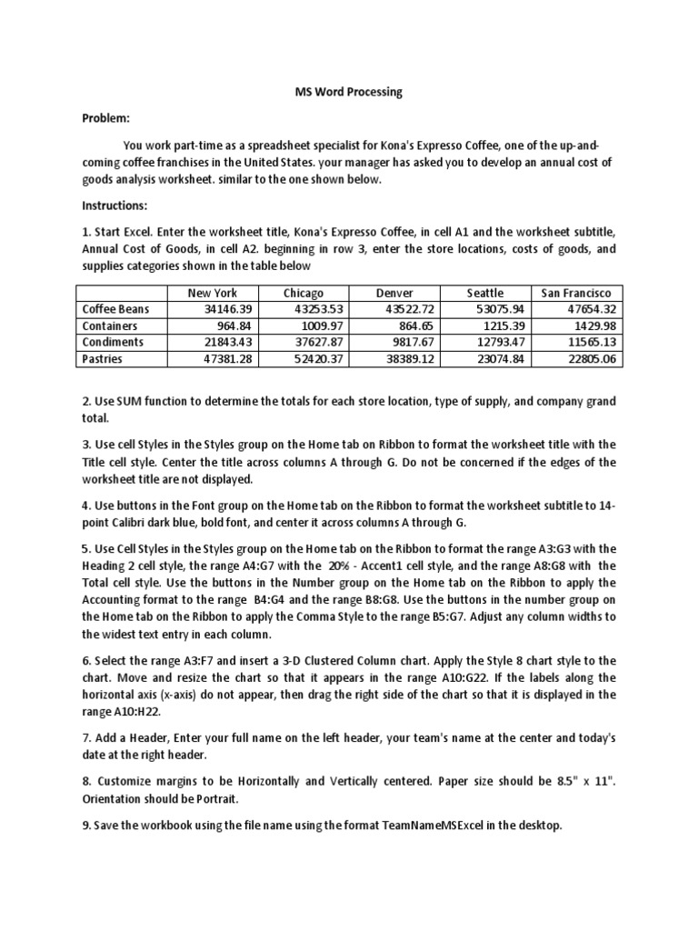 MS Word Processing | Download Free PDF | Worksheet | Computing