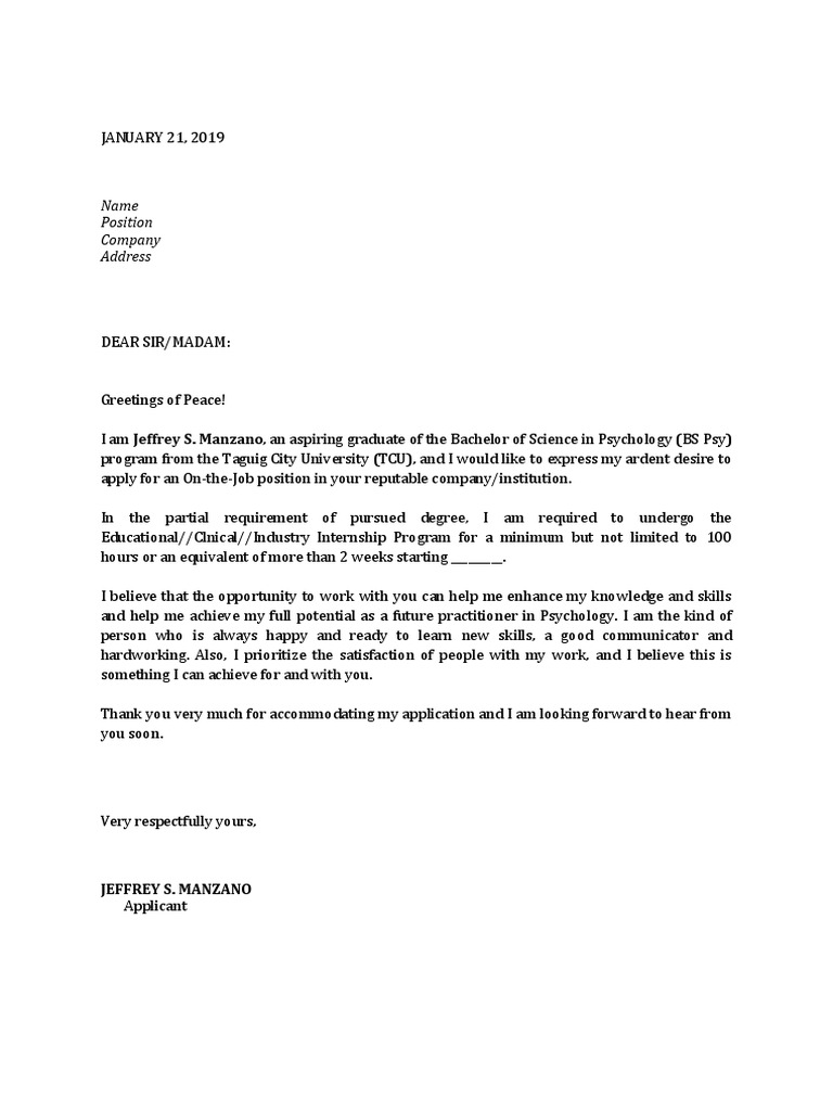 Name Position Company Address: Jeffrey S. Manzano Applicant | PDF