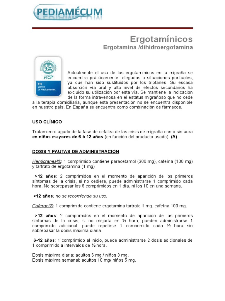 Ergotaminicos | PDF | Tableta (Farmacia) | Rtt