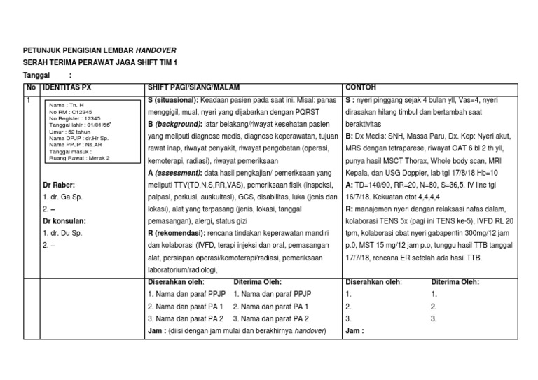 Contoh Dokumentasi Handover | PDF