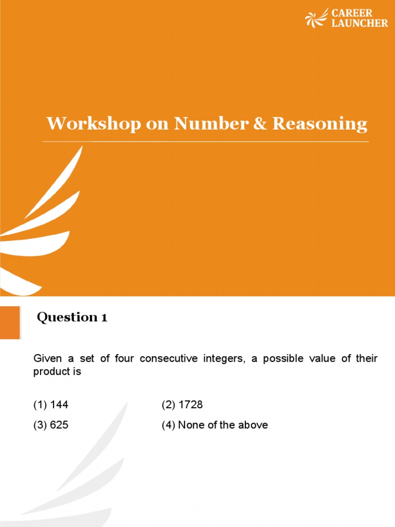 Workshop On Number & Reasoning | PDF | Numbers | Elementary Mathematics