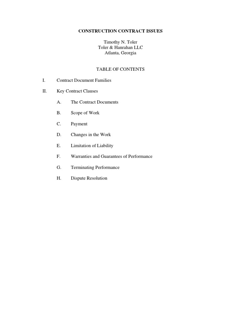 Construction Contract Issues - Final | Download Free PDF | Breach Of ...