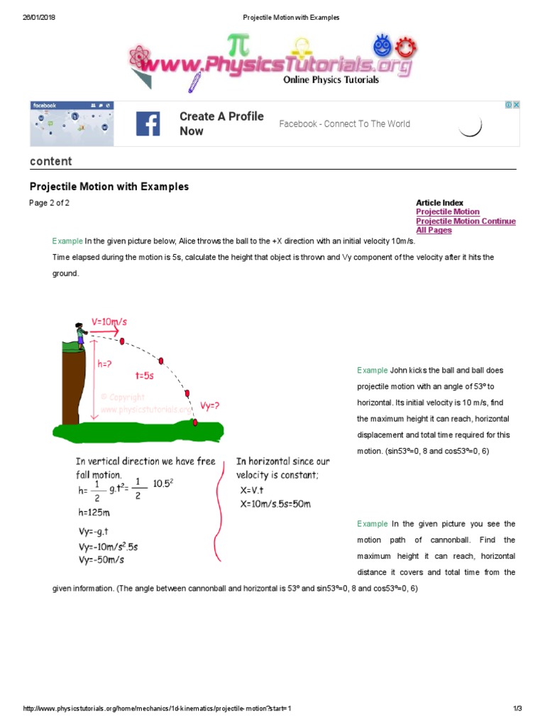 Projectile Motion for Physics Students | PDF | Force | Motion (Physics)