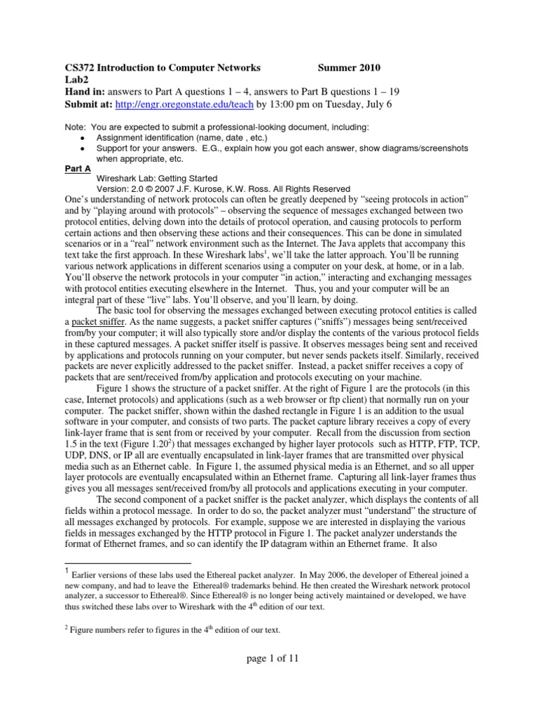 CS372 Introduction To Computer Networks Summer 2010 Lab2 Hand In ...